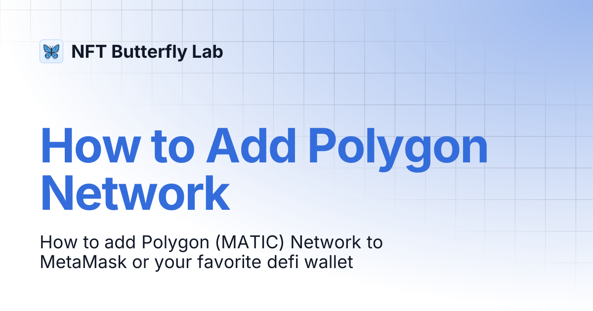 How to Add Polygon Network | NFT Butterfly Lab
